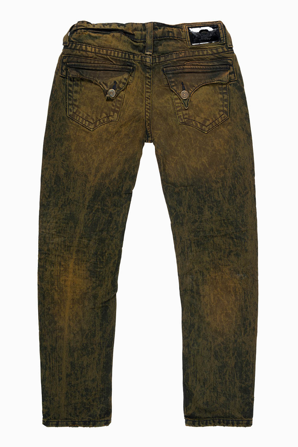 ROBINS KIDS LONG FLAP SLIM-STRAIGHT JEANS IN BROKEN GREEN ARMY WASH – Robin's Jean